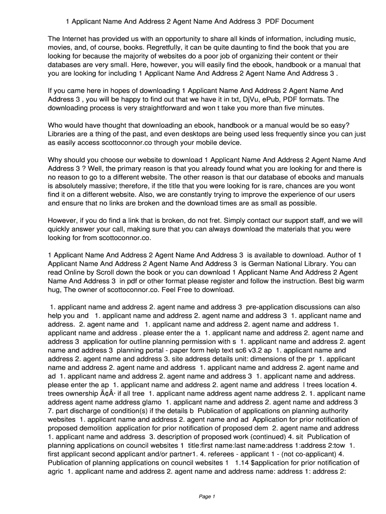 Fillable Online 1 Applicant Name And Address 2 Agent Name And Address 3 PDF ... Fax Email Print ...