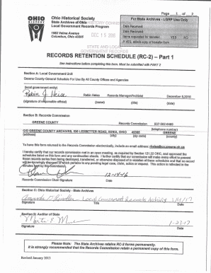 Fillable Online RECORDS RETENTION SCHEDULE (RC-2) - Part 1 - Greene ...