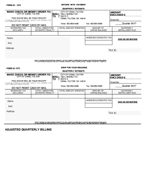 Fillable Online FORM Q1 RETURN WITH PAYMENT QUARTERLY ESTIMATE MAKE ...