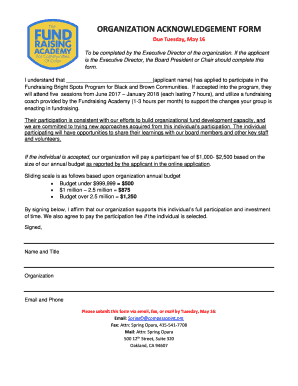 Fillable Online organization acknowledgement form - CompassPoint Fax Email Print - pdfFiller