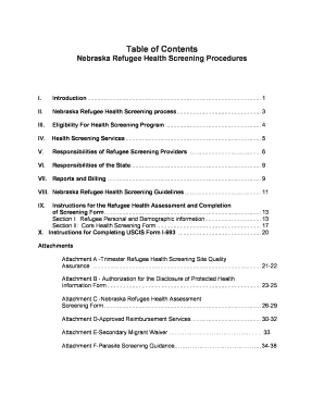 Fillable Online Nebraska Refugee Health Screening Procedures. refugee ...