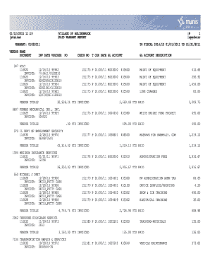 Fillable Online PAID WARRANT REPORT Fax Email Print - pdfFiller