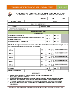 Fillable Online Exam Exemption Application Form Fax Email Print - pdfFiller