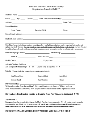 Fillable Online NNEC REGISTRATION FORM - 2016-2017.pdf - North Nova ...