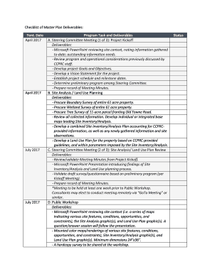Fillable Online Checklist of Master Plan Deliverables: Fax Email Print ...