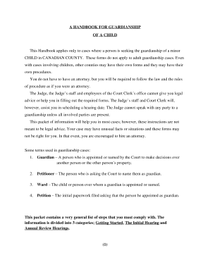 Fillable Online Handbook For Guardianship of a Minor Child - Canadian ...