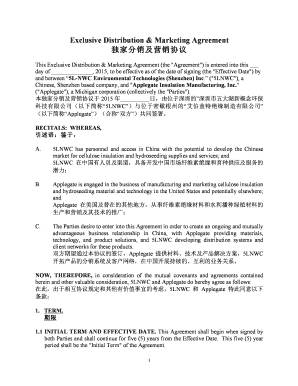 Fillable Online Exclusive Distribution & Marketing Agreement ...