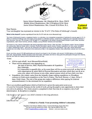 Fillable Online DofE Intro Letter - Magdalen Court School Fax Email ...