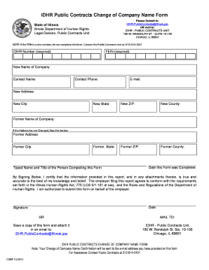Fillable Online IDHR Public Contracts Change of Company Name Form - Illinois.gov Fax Email Print ...