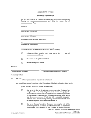 Fillable Online Appendix G Forms Statutory Declaration Fax Email Print ...