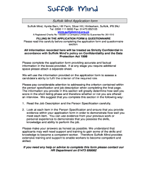Fillable Online East Suffolk Mind Application form Fax Email Print ...