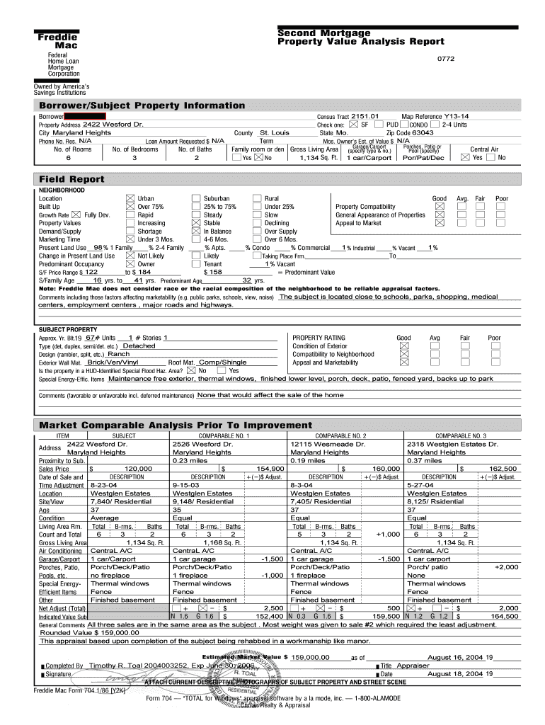 Fillable Online Freddie Mac Second Mortgage Property Value ... - REI ...