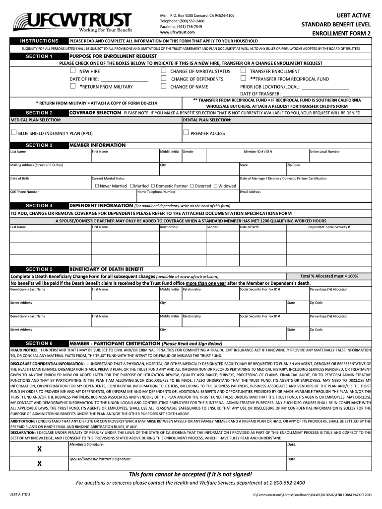 Fillable Online Dependent Eligibility Verification - UFCw Trust Fax ...