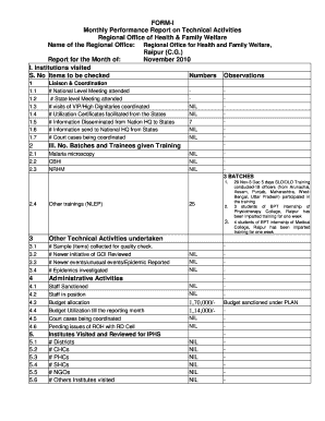 Fillable Online ROH&FW-Report Form-I - Regional Leprosy Training and ...