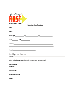 Fillable Online Mentor Application - Girls Boyz First Mentoring Fax ...
