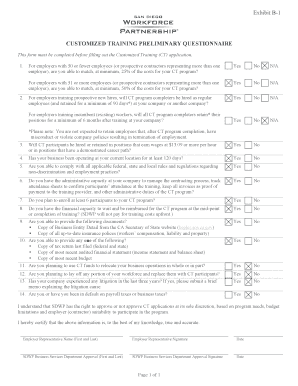 Fillable Online Exhibit B-1 CUSTOMIZED TRAINING PRELIMINARY ... Fax ...