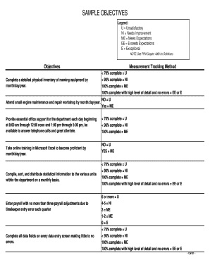 Fillable Online SAMPLE OBJECTIVES Fax Email Print - pdfFiller