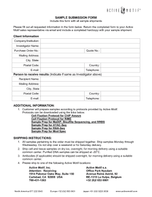 Fillable Online SAMPLE SUBMISSION FORM Client Information ... - Active ...