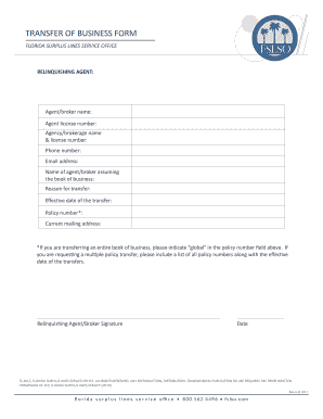 Fillable Online Transfer of Business Form - Florida Surplus Lines Service Office Fax Email Print ...