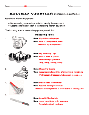 Fillable Online Kitchen utensils: Fax Email Print - pdfFiller