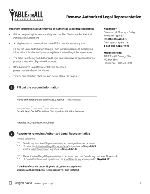 Fillable Online Remove Authorized Legal Representative. Remove ...