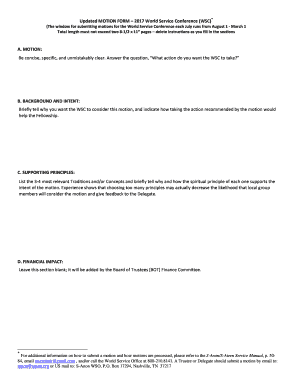 Fillable Online Motion Form for the WSC - S-Anon Fax Email Print ...