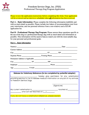 Fillable Online Freedom Service Dogs, Inc Fax Email Print - pdfFiller