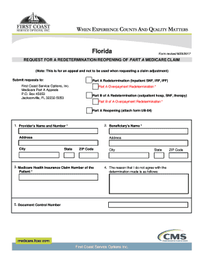 Fillable Online Request for a redetermination/reopening of a Part A ...