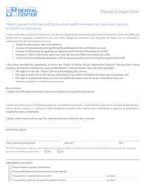 Fillable Online Patient Consent to the Use and Disclosure of Health ...