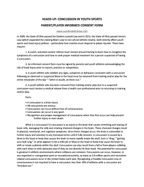 Fillable Online concussion in youth sports parent/player informed ...
