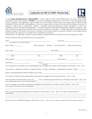 Fillable Online Application for REALTOR Membership - Greater Portland ...