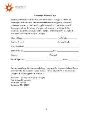 Fillable Online Transcript Release Form I hereby authorize Nsoroma ...