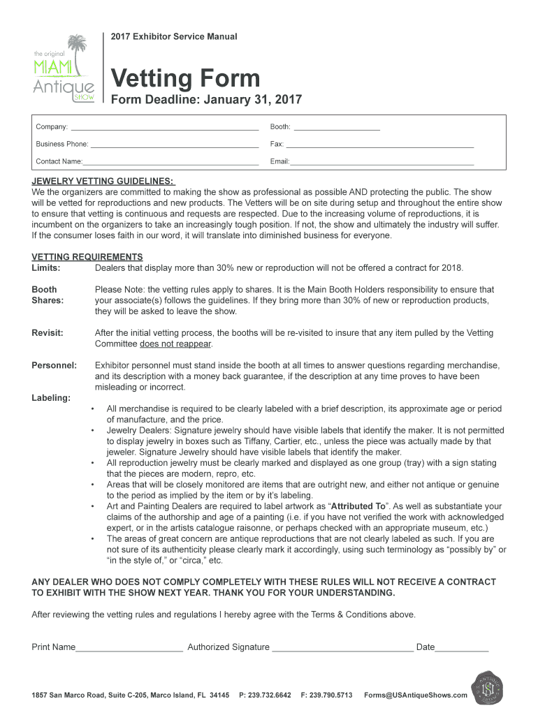 Fillable Online Vetting Form Fax Email Print - pdfFiller
