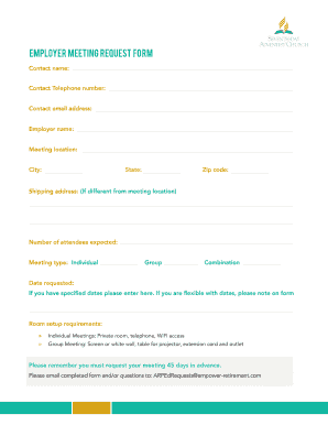 Fillable Online employer meeting request form - Adventist Retirement ...
