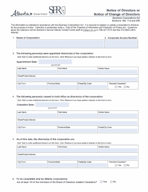 Fillable Online Notice of Directors or Notice of Change of Directors ...