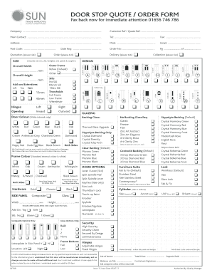 Fillable Online Door Stop Order Form.indd - Sun Trade Windows Fax Email ...