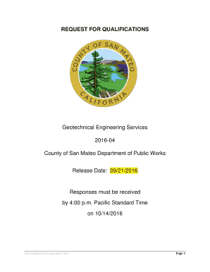 Fillable Online REQUEST FOR QUALIFICATIONS Geotechnical ... - Public Works Fax Email Print ...