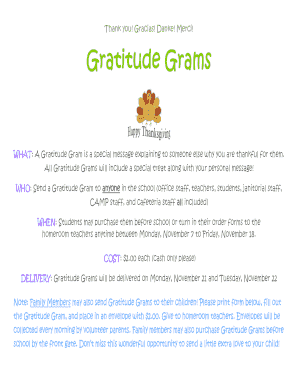 Fillable Online Thank you! Gracias! Danke! Merci! Gratitude Grams Fax ...