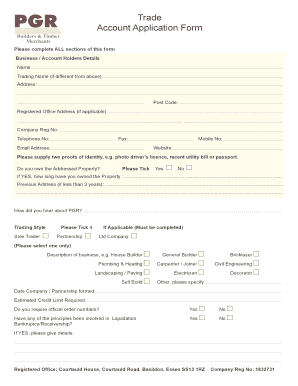 Fillable Online Trade Account Application Form - PGR Timber Fax Email ...
