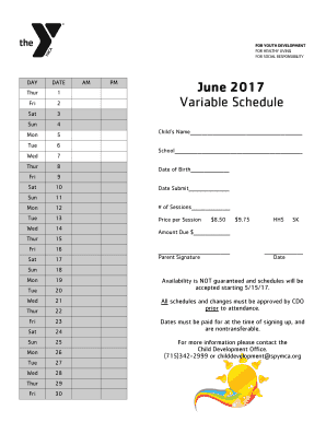Fillable Online Variable Schedule Fax Email Print - pdfFiller