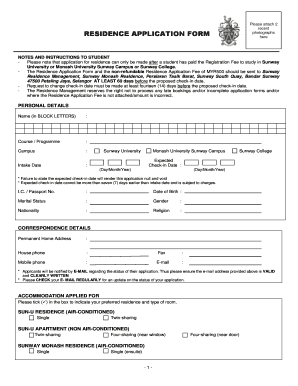 Fillable Online residence application form - Sunway Education Group Fax Email Print - pdfFiller