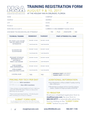 Fillable Online TrainingReg Orlando submit form final - MSA World Fax ...
