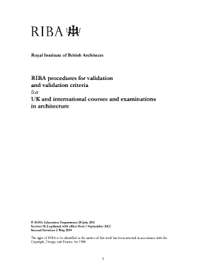 Fillable Online RIBA procedures for validation Fax Email Print - pdfFiller