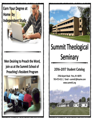 Fillable Online Student Catalog - Summit Theological Seminary Fax Email ...