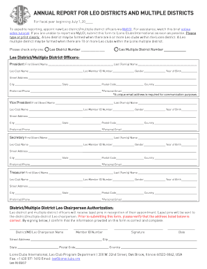 Fillable Online Annual Report for Leo Districts and Multiple Districts ...