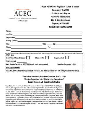 Fillable Online REGISTRATION FORM - ACEC/MS Fax Email Print - pdfFiller