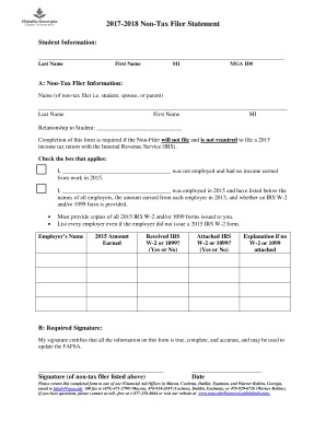 Fillable Online 2017-2018 Non-Tax Filer Statement Fax Email Print ...