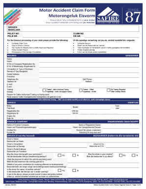 Fillable Online Motor Accident Claim Form Motorongeluk Eisvorm - Safire ...
