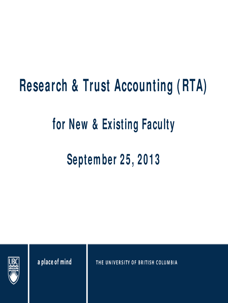 Fillable Online Research & Trust Accounting (RTA) Fax Email Print ...