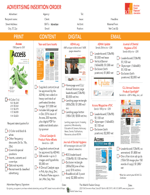 Fillable Online advertising insertion order print digital email content ...